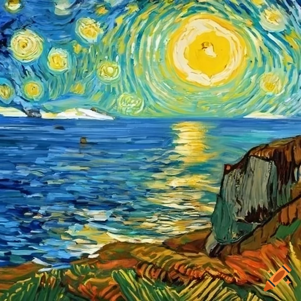 Van gogh style painting of cliffs in ireland on Craiyon