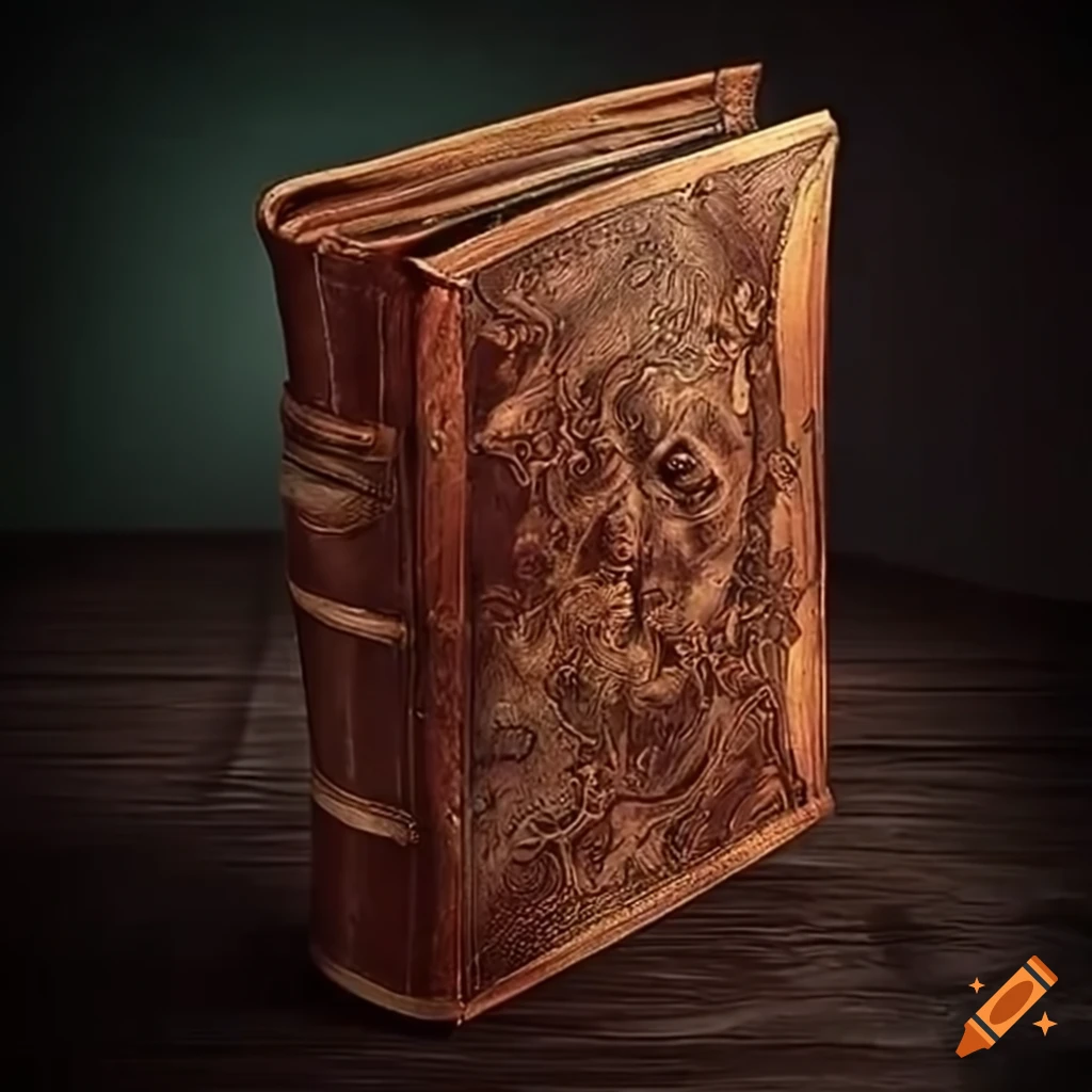 Ancient cursed leather-bound book on Craiyon