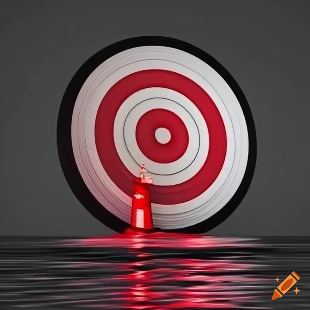 Lighthouse with red and white stripes illuminating a target on Craiyon