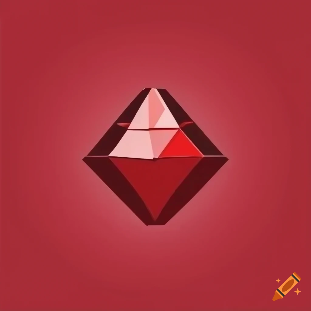 Fantasy red diamond icon in a square shape on Craiyon