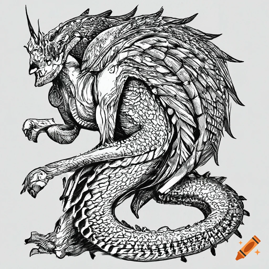 Pencil sketch of a mythical creature on Craiyon