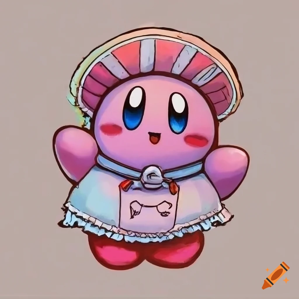 Kirby character in a detailed maid uniform illustration on Craiyon