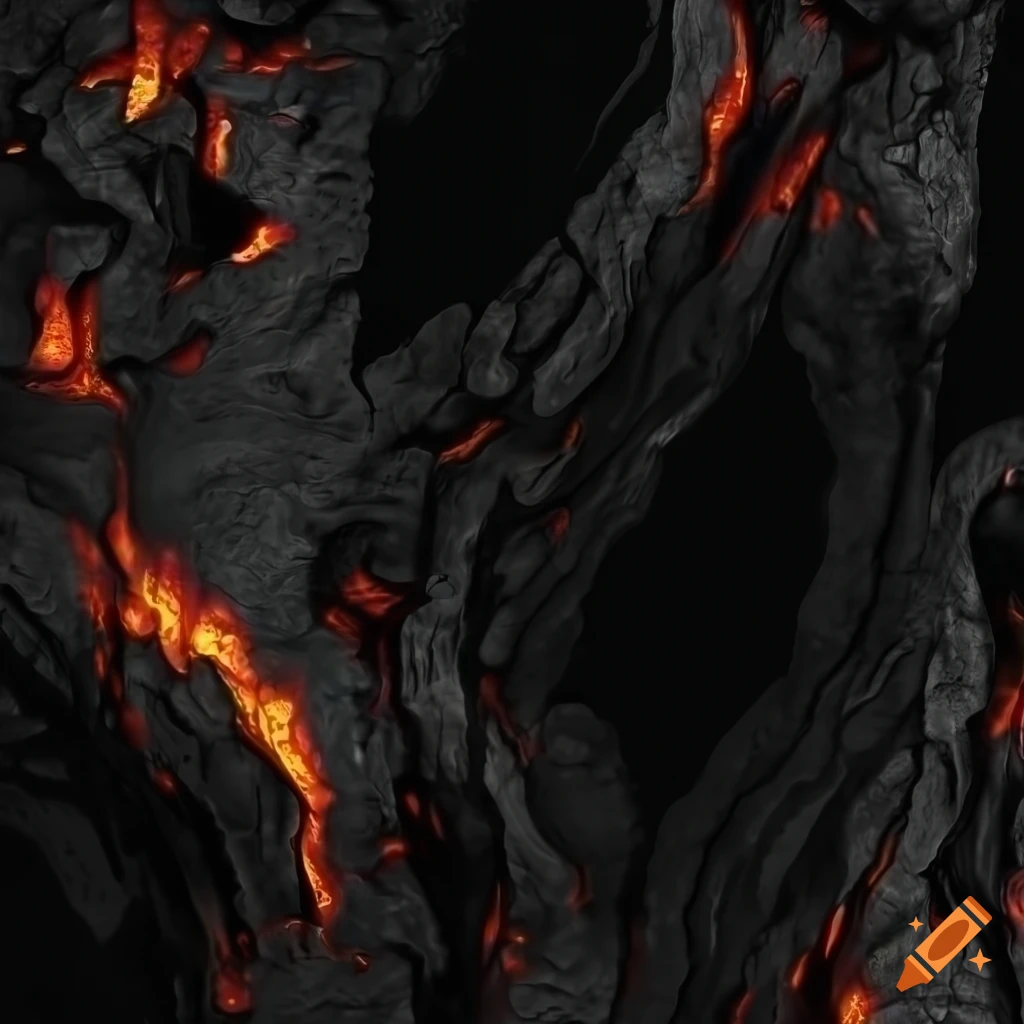 Backlit monolith carbon magma black and white creature texture on Craiyon