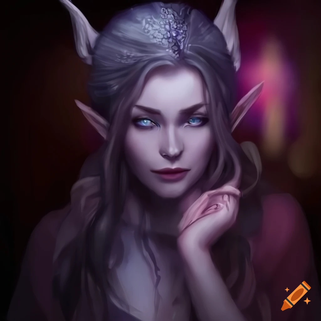 Beautiful night elf female in pyjamas on Craiyon