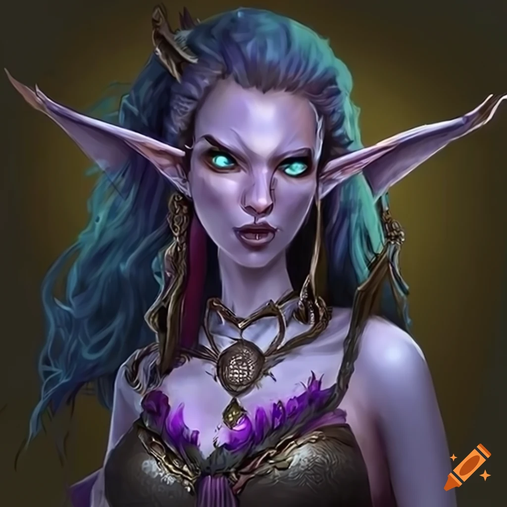 Female night elf witch character on Craiyon