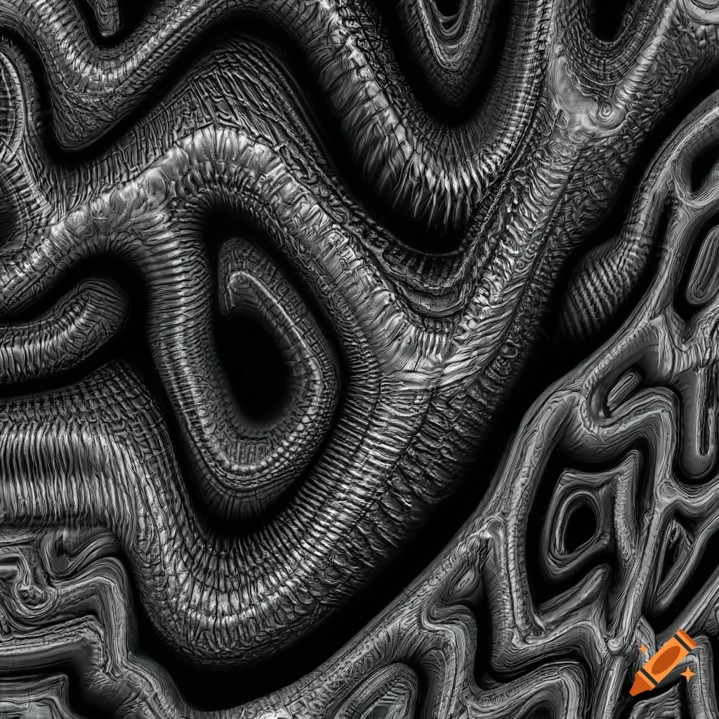 Abstract black and white biomechanical 3d texture on Craiyon