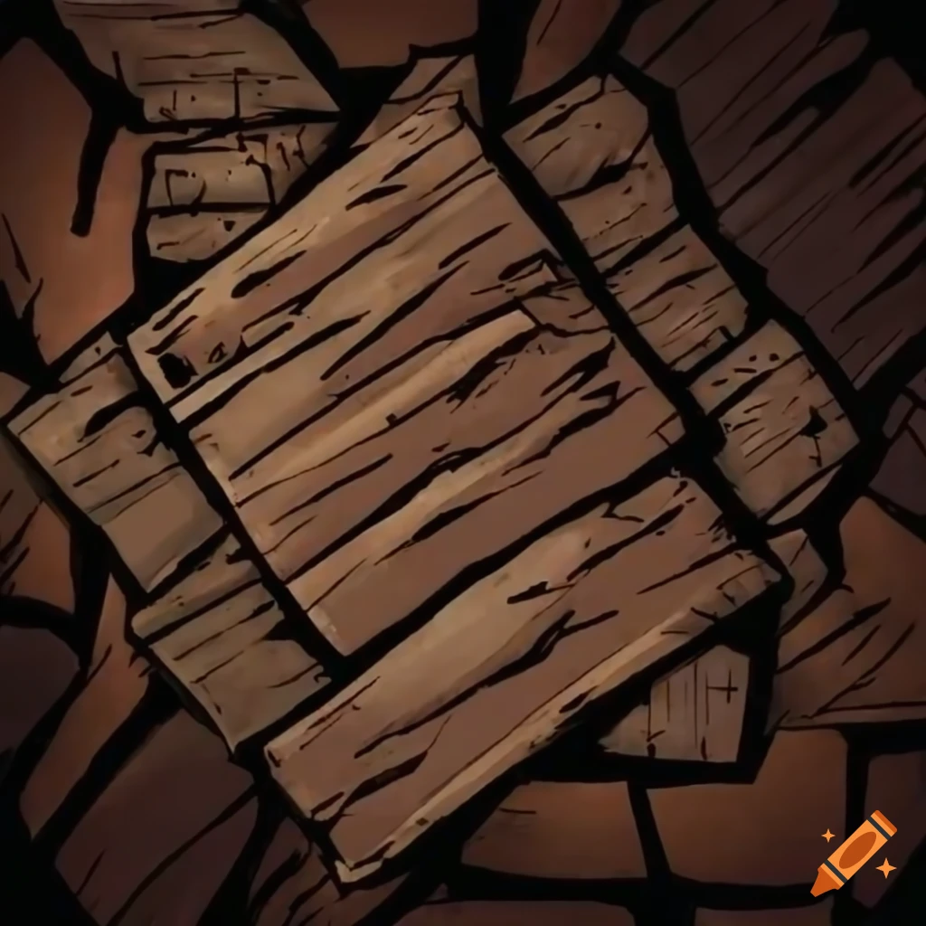 Top view of wood planks in a desert cave similar to Darkest Dungeon style on Craiyon