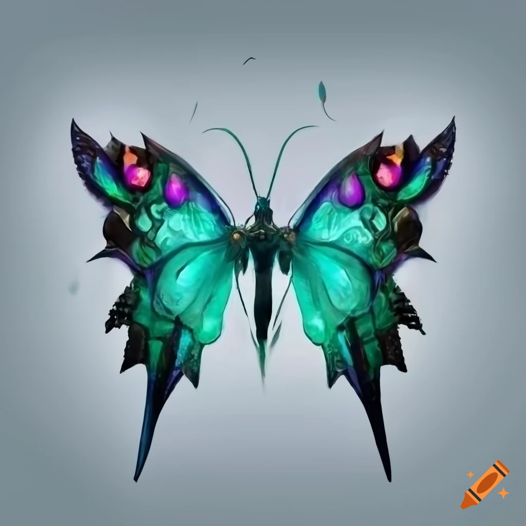 Butterfly with vex colors on a white table on Craiyon