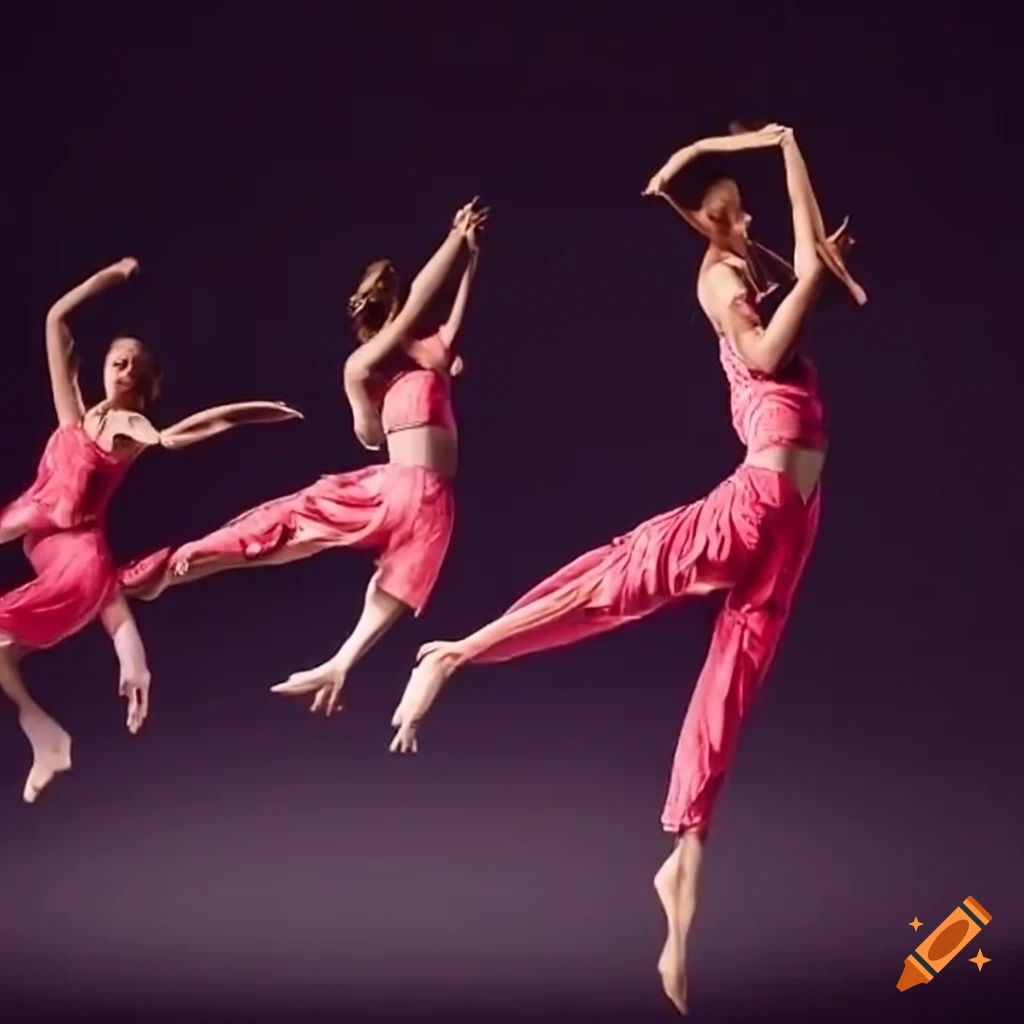 Group of lady dancers kicking high on Craiyon