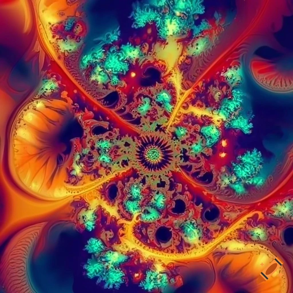 Vintage abstract fractals in warm saturated colors on Craiyon