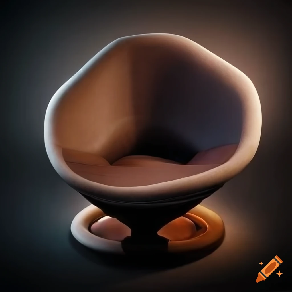 Luxury armchair design in an original aerial view, sci-fi style on Craiyon