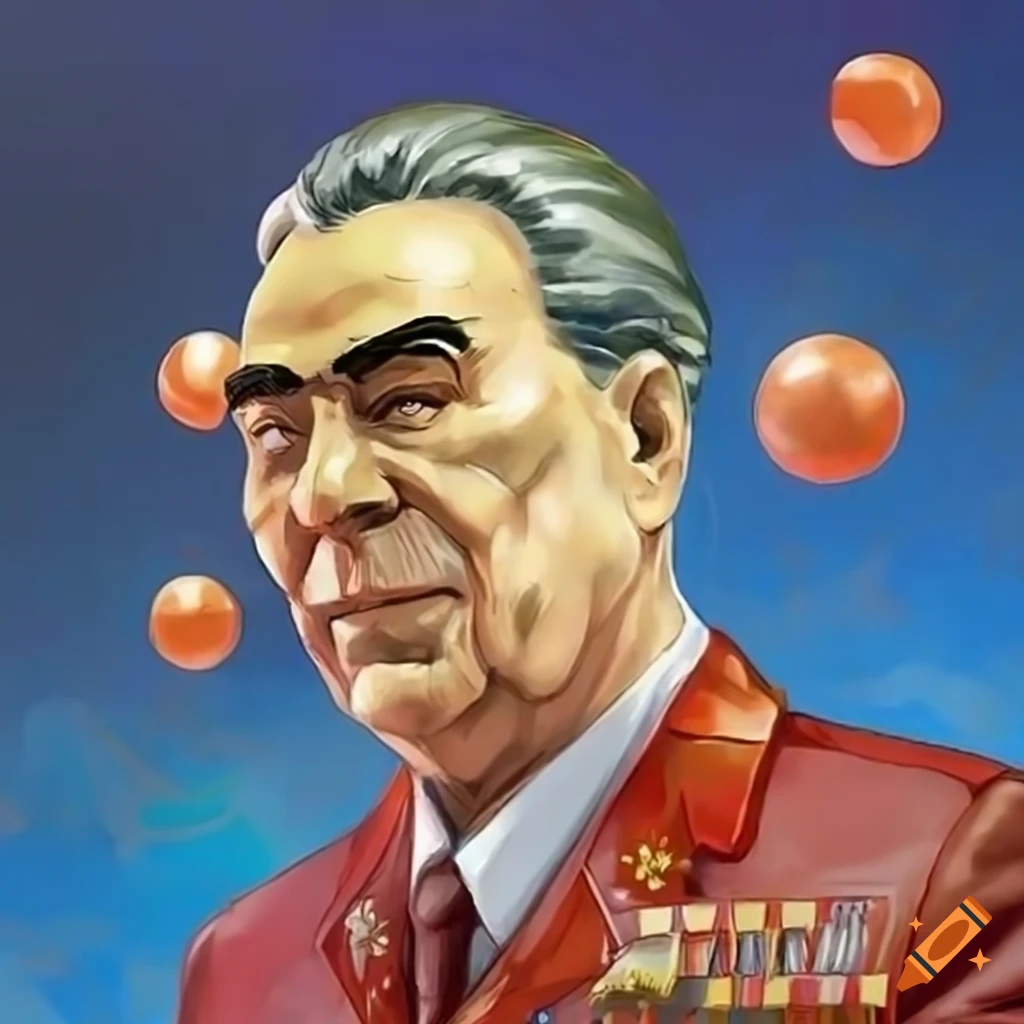 Leonid Ilyich Brezhnev playing volleyball in intricate anime style on ...