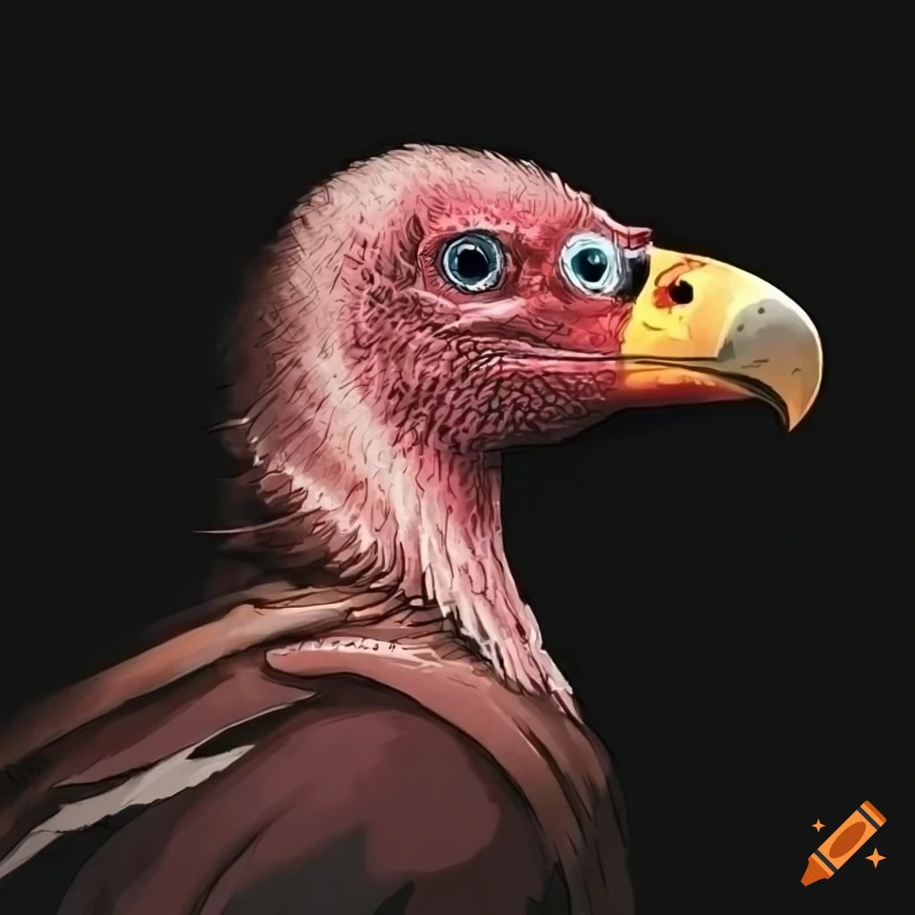 Hand drawing of a mad vulture on Craiyon