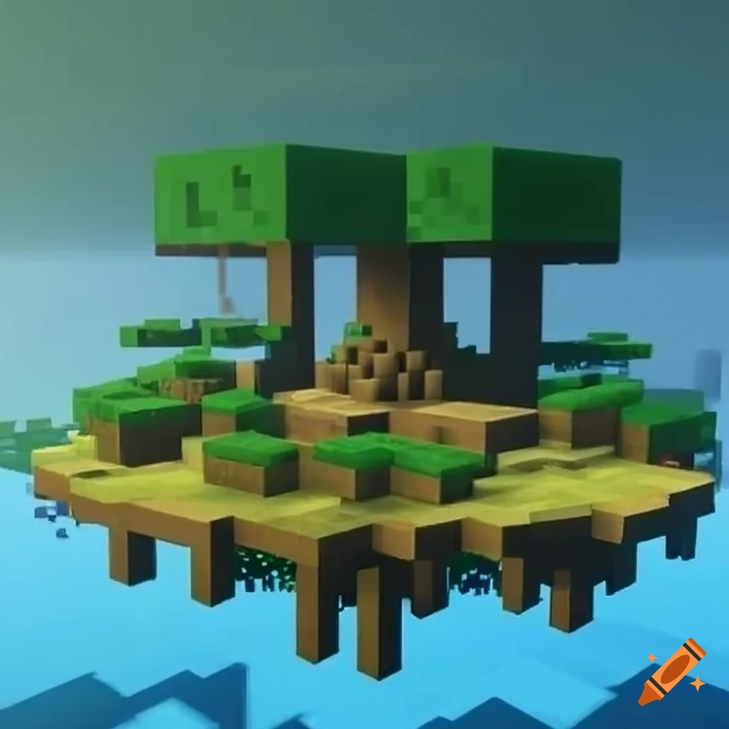 Small floating mangrove swamp island in minecraft style on Craiyon