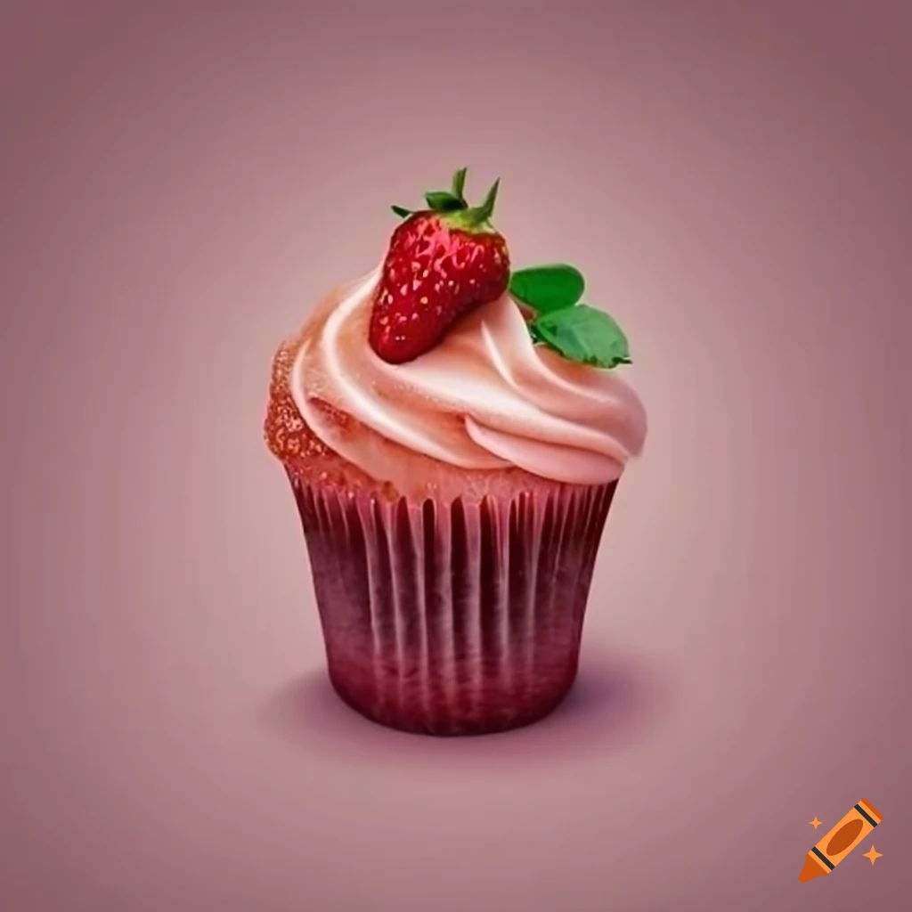 Realistic cupcake with strawberries on Craiyon