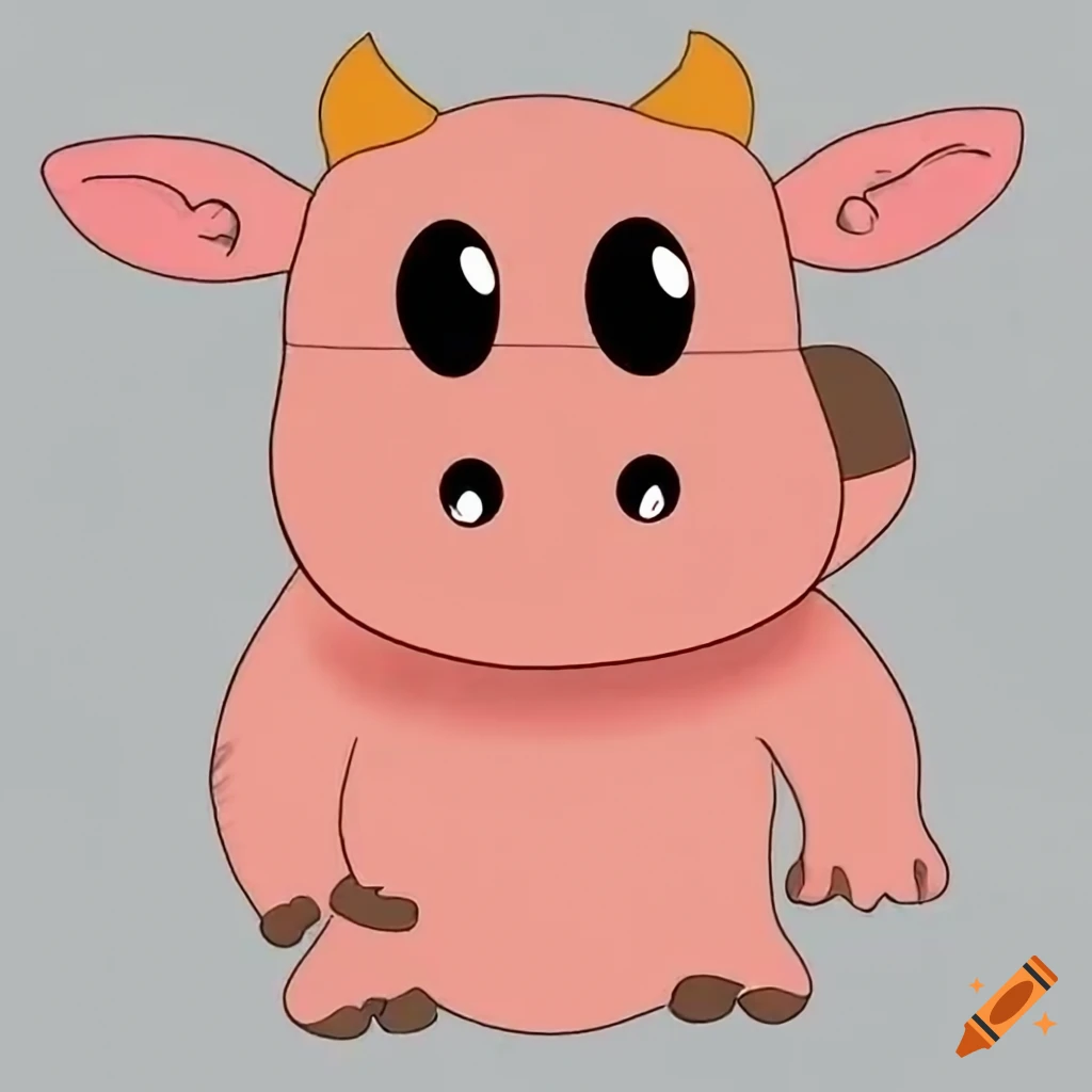 Smiling cartoon cow with a number 27 on its back on Craiyon