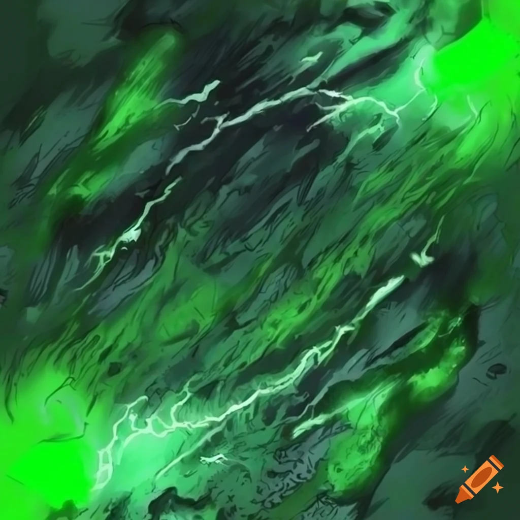 Green thunder and dark sky in marvel comic style on Craiyon