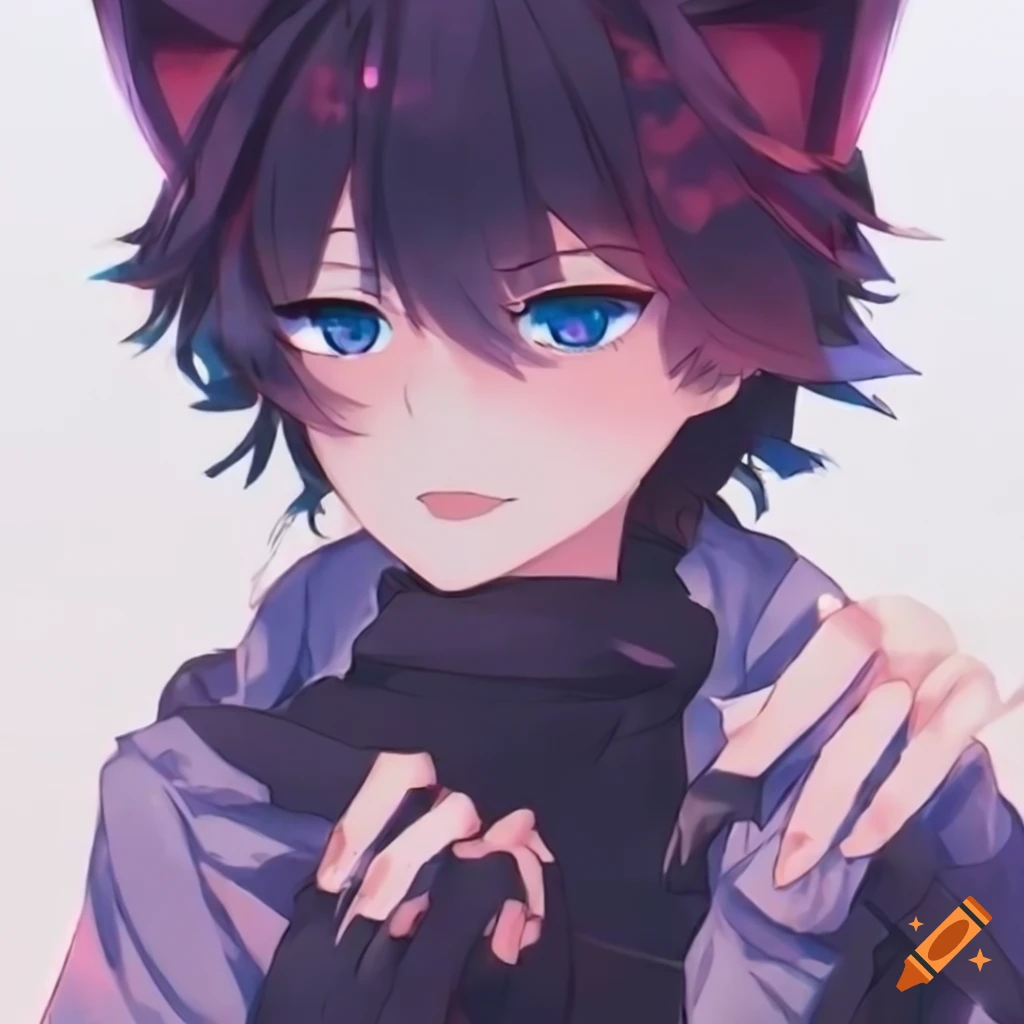 Anime catboy character on Craiyon