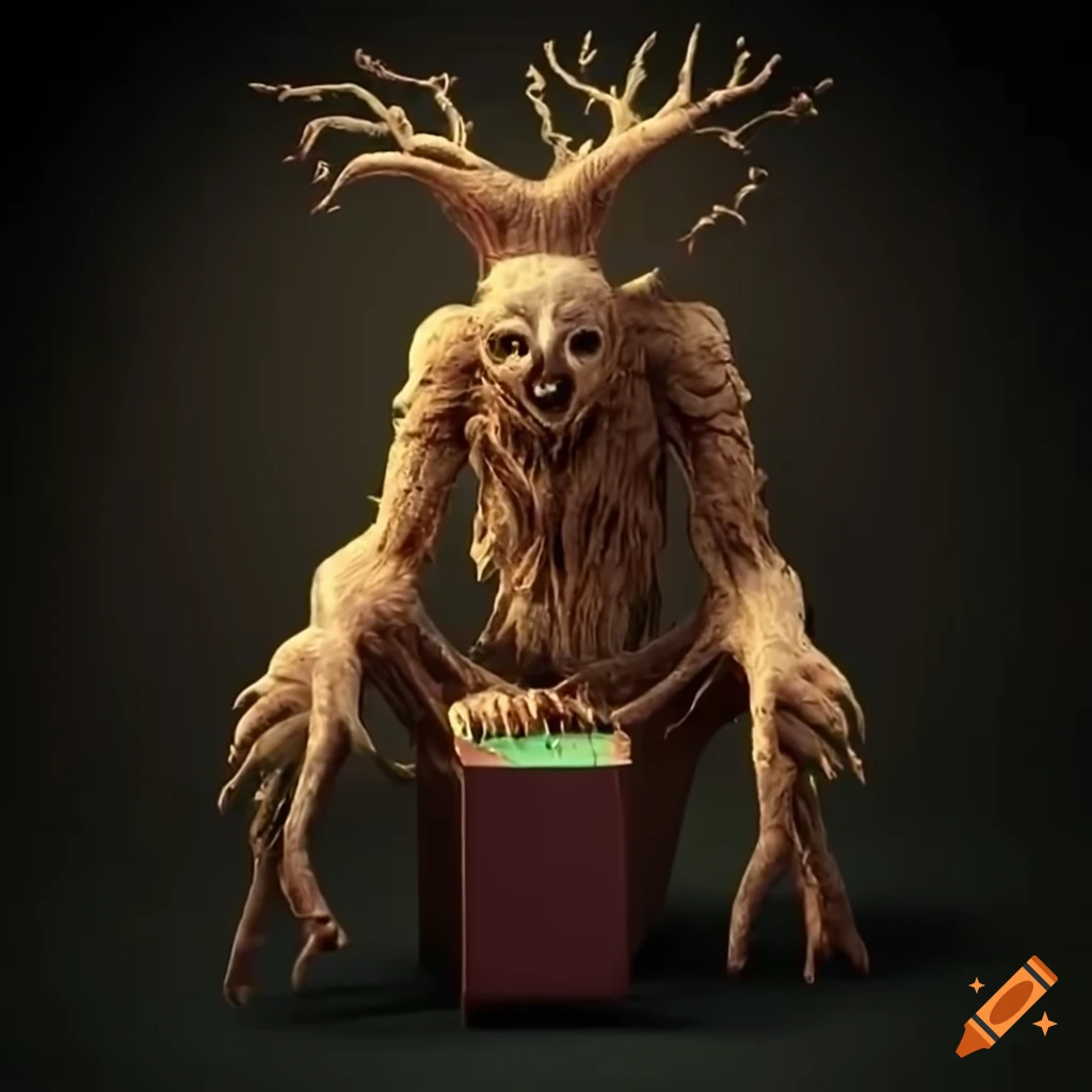 Ent tree-creatures playing guitars and cajon in high resolution 8K on ...