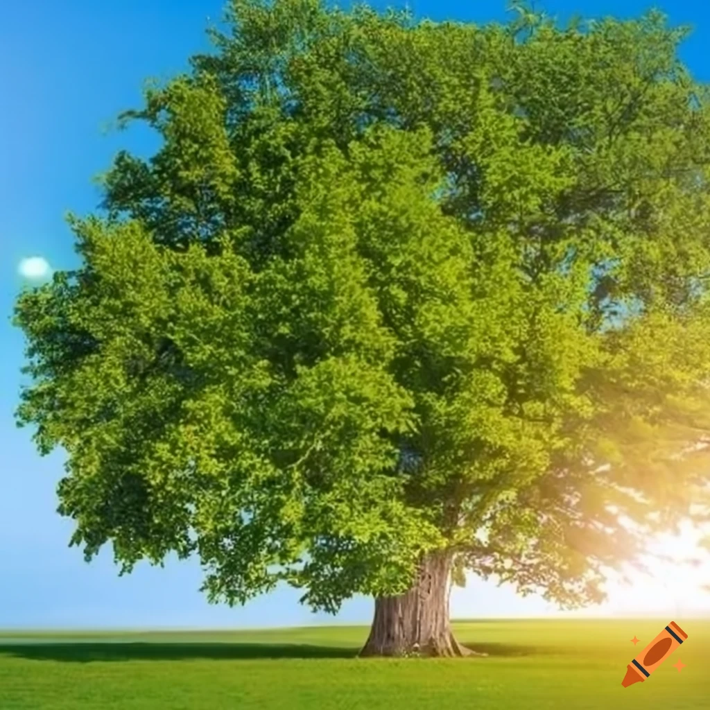 Summer tree with sun in the background on Craiyon