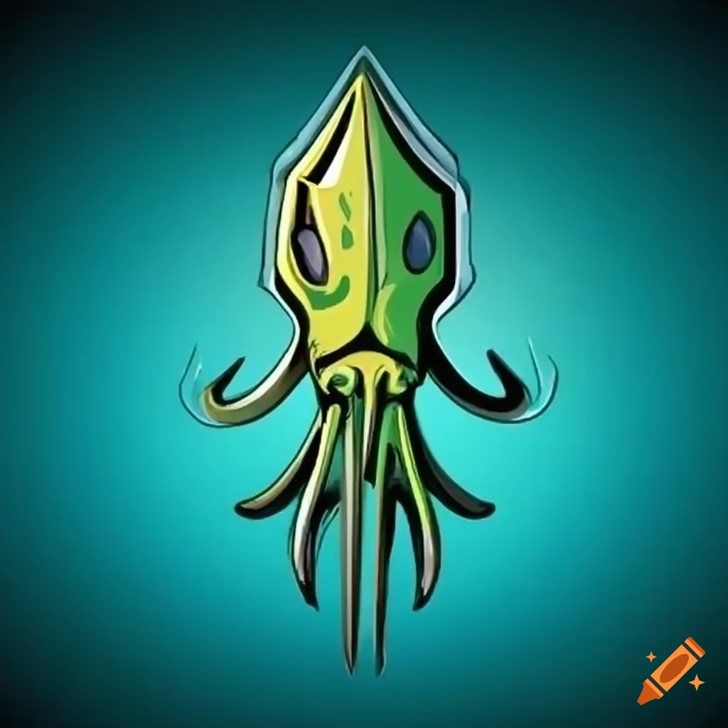 Alien squid king holding a trident in cartoon style on Craiyon