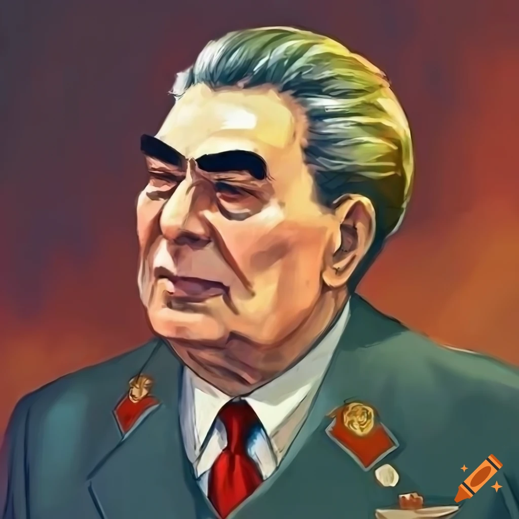 Anime style illustration of leonid ilyich brezhnev on Craiyon