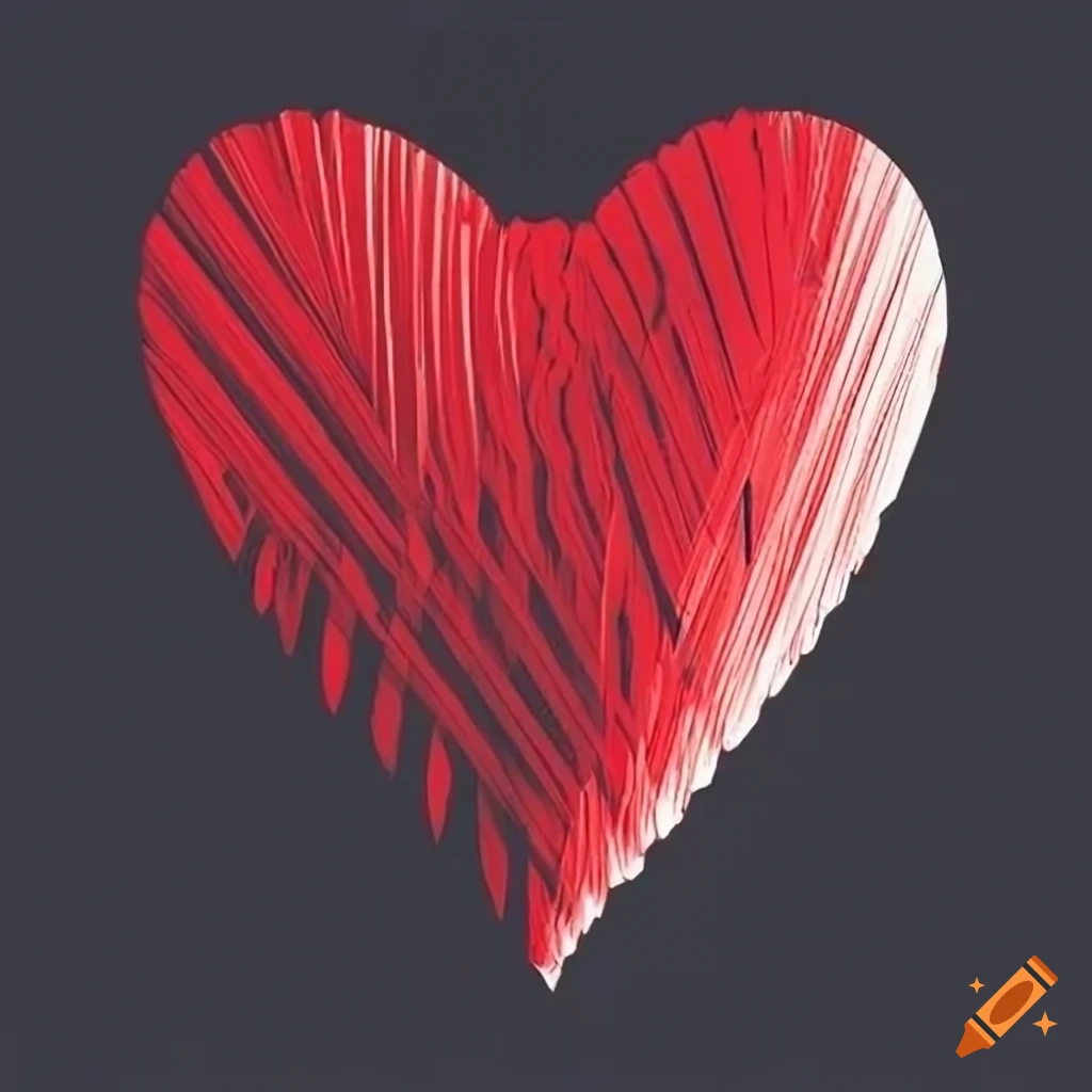 Red heart surrounded by black jagged lines in a striking graphic design ...