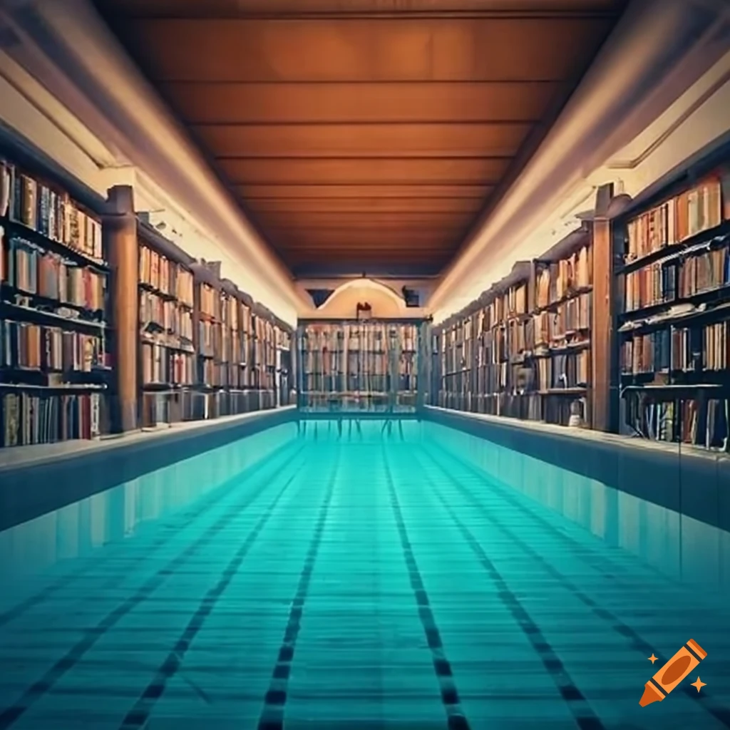Silent swimming pool library on Craiyon