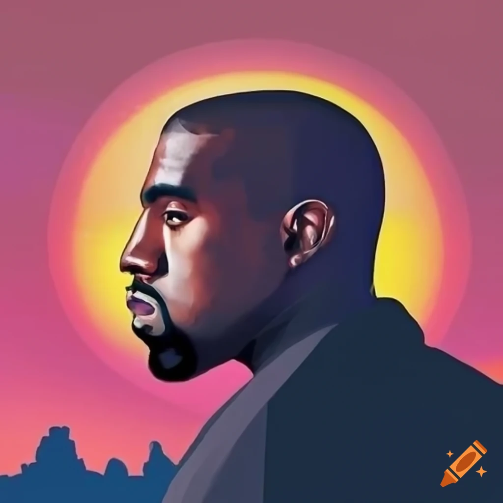 Cartoon sunset album cover inspired by kanye west's graduation on Craiyon
