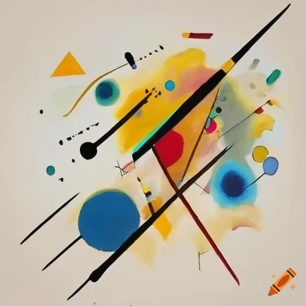 Abstract Kandinsky style painting with natural brushstrokes in shades ...