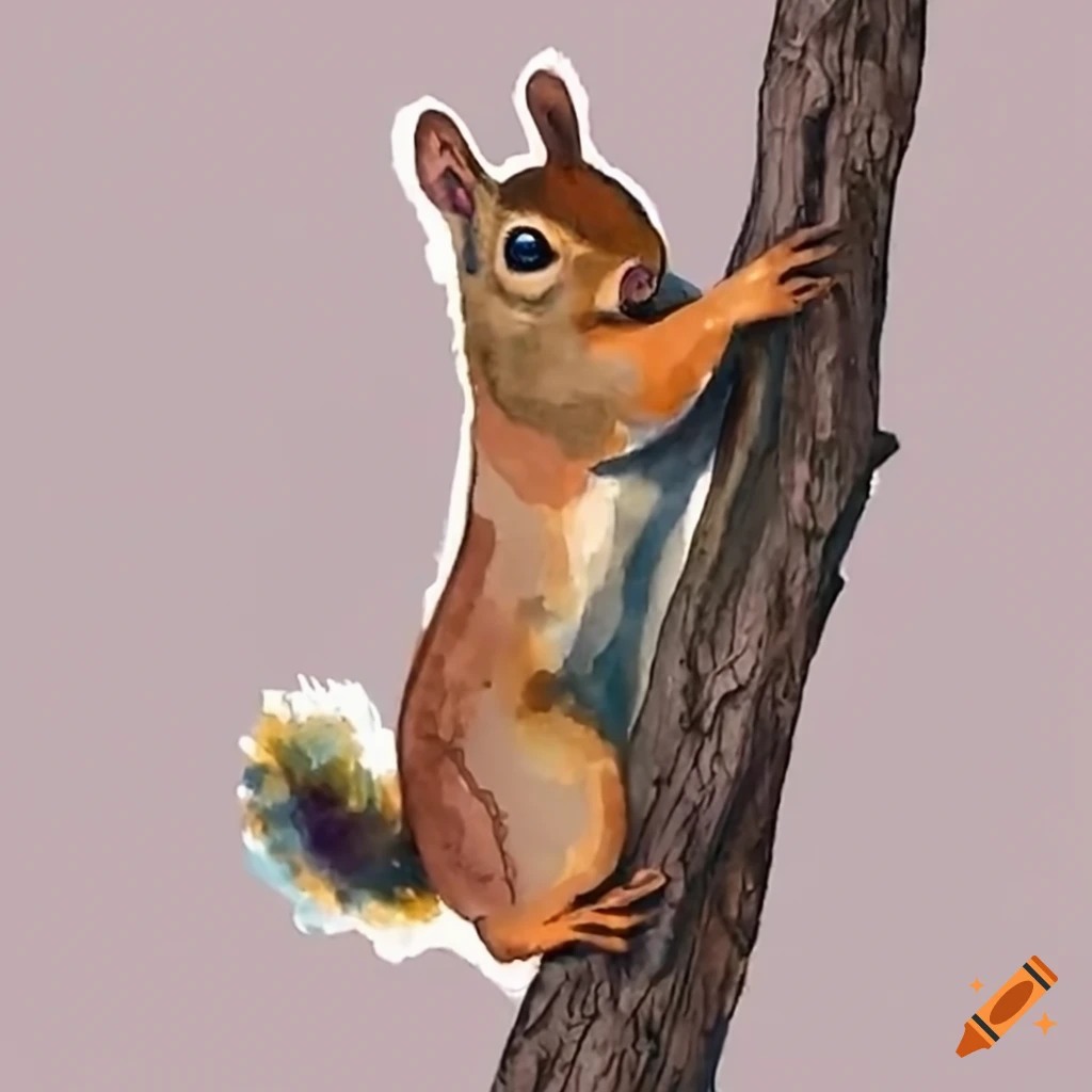 Squirrel climbing tree on Craiyon