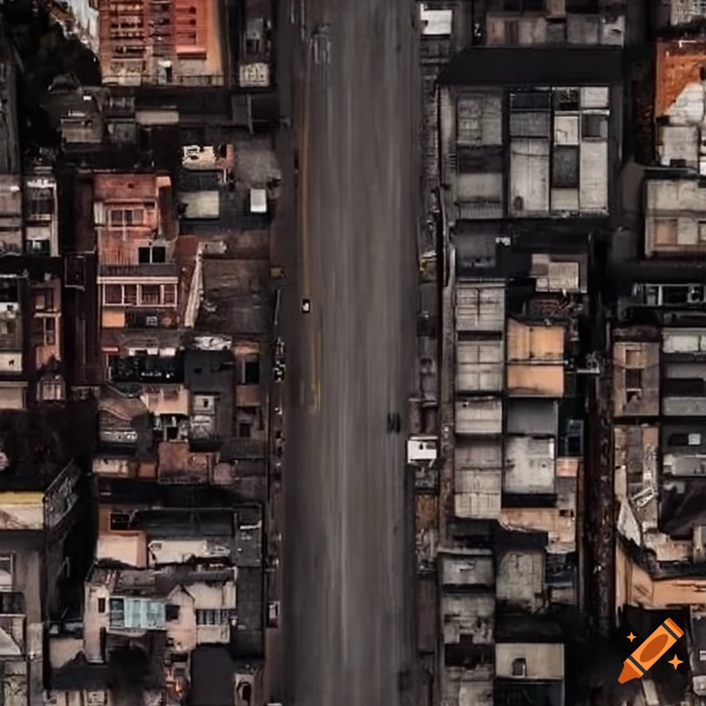 Aerial view of post-apocalyptic streets in 2d on Craiyon