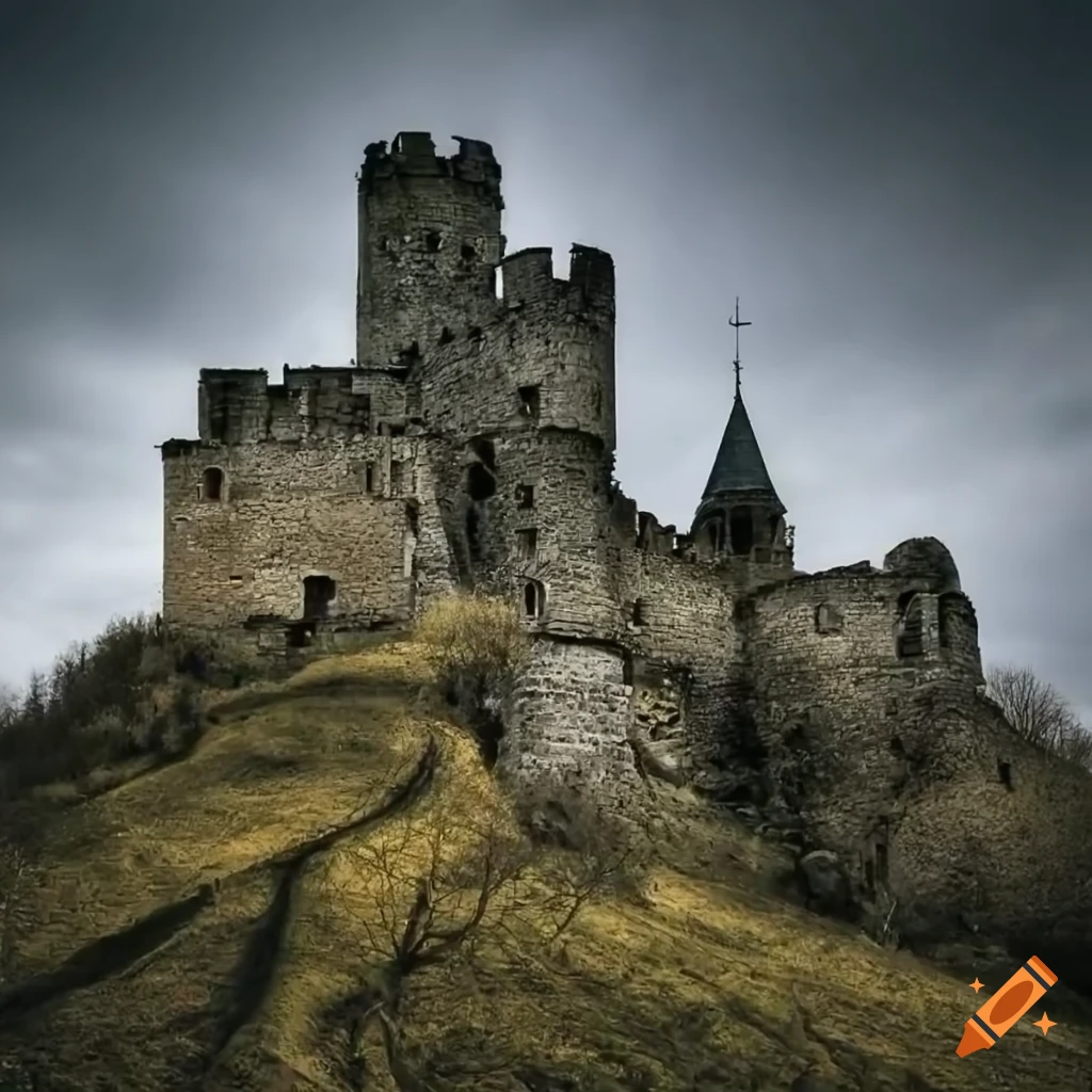 Abandoned castle in the carpathian mountains on Craiyon
