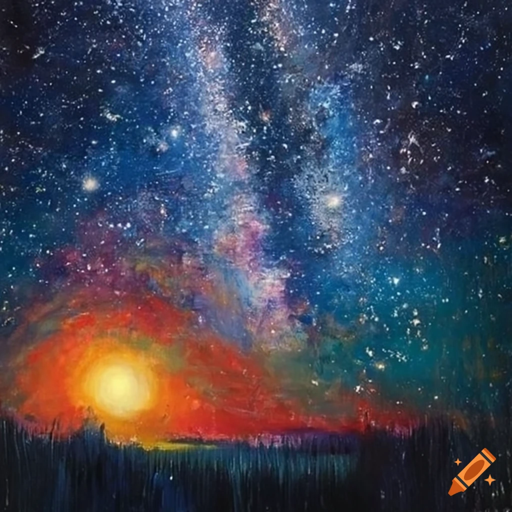 Sky filled with stars in an oil painting on Craiyon