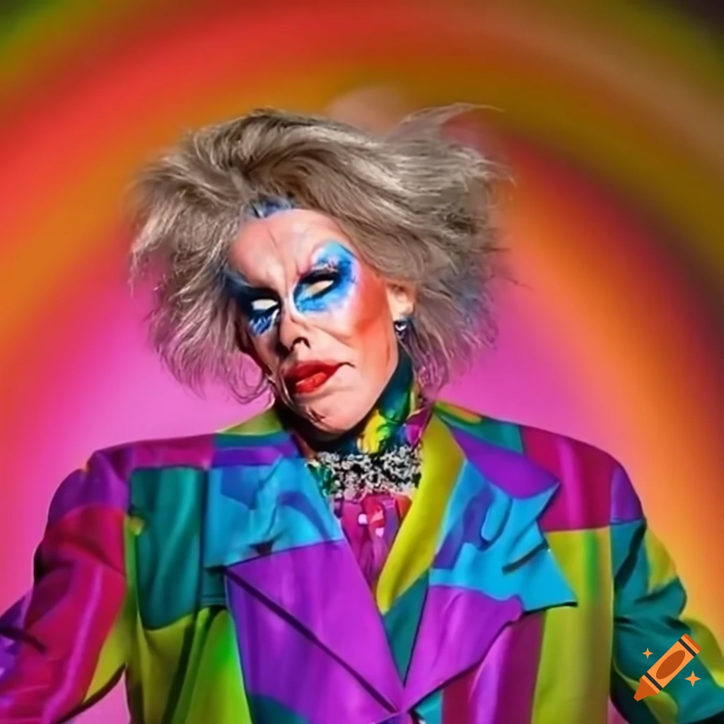Celebrity in colorful drag costume on Craiyon