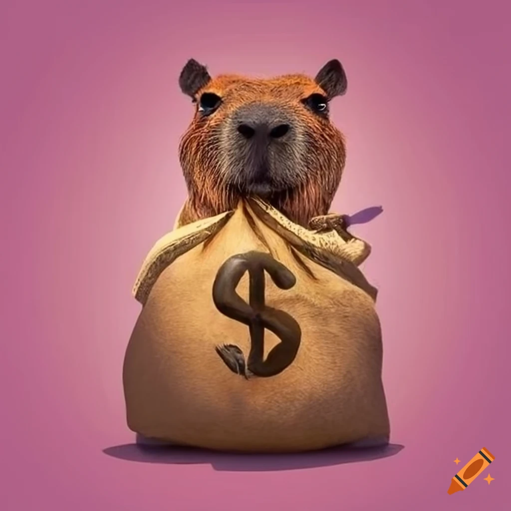 Capybara holding a bag of money on Craiyon