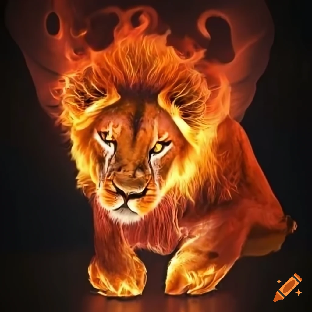 Fire lion animal on Craiyon