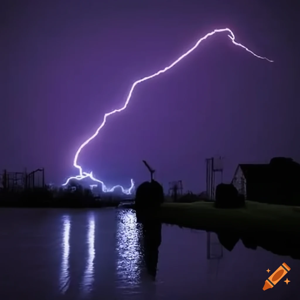 Giant lightning strike hitting the ground on Craiyon