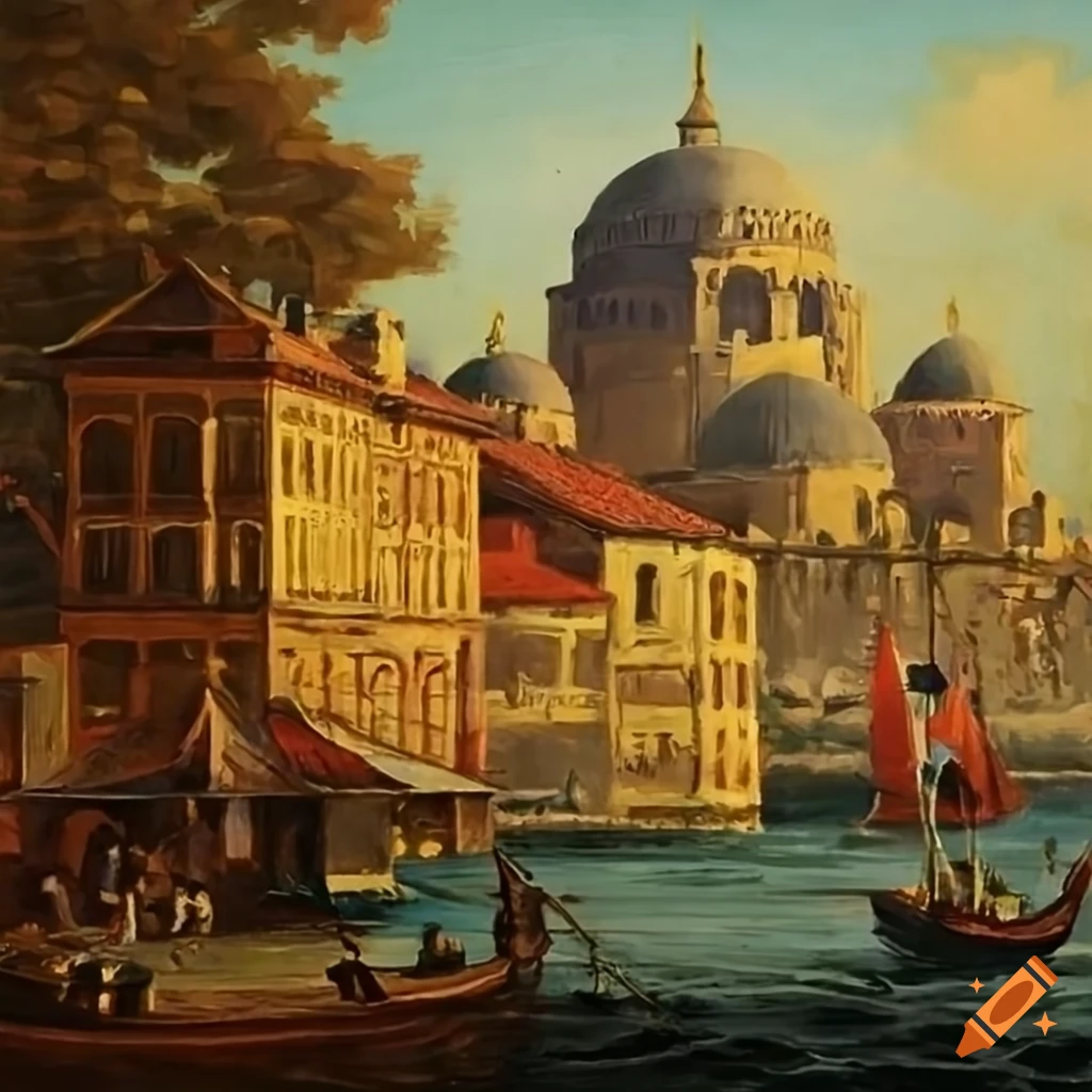 Dutch style turkish painting of the bosphorus on Craiyon