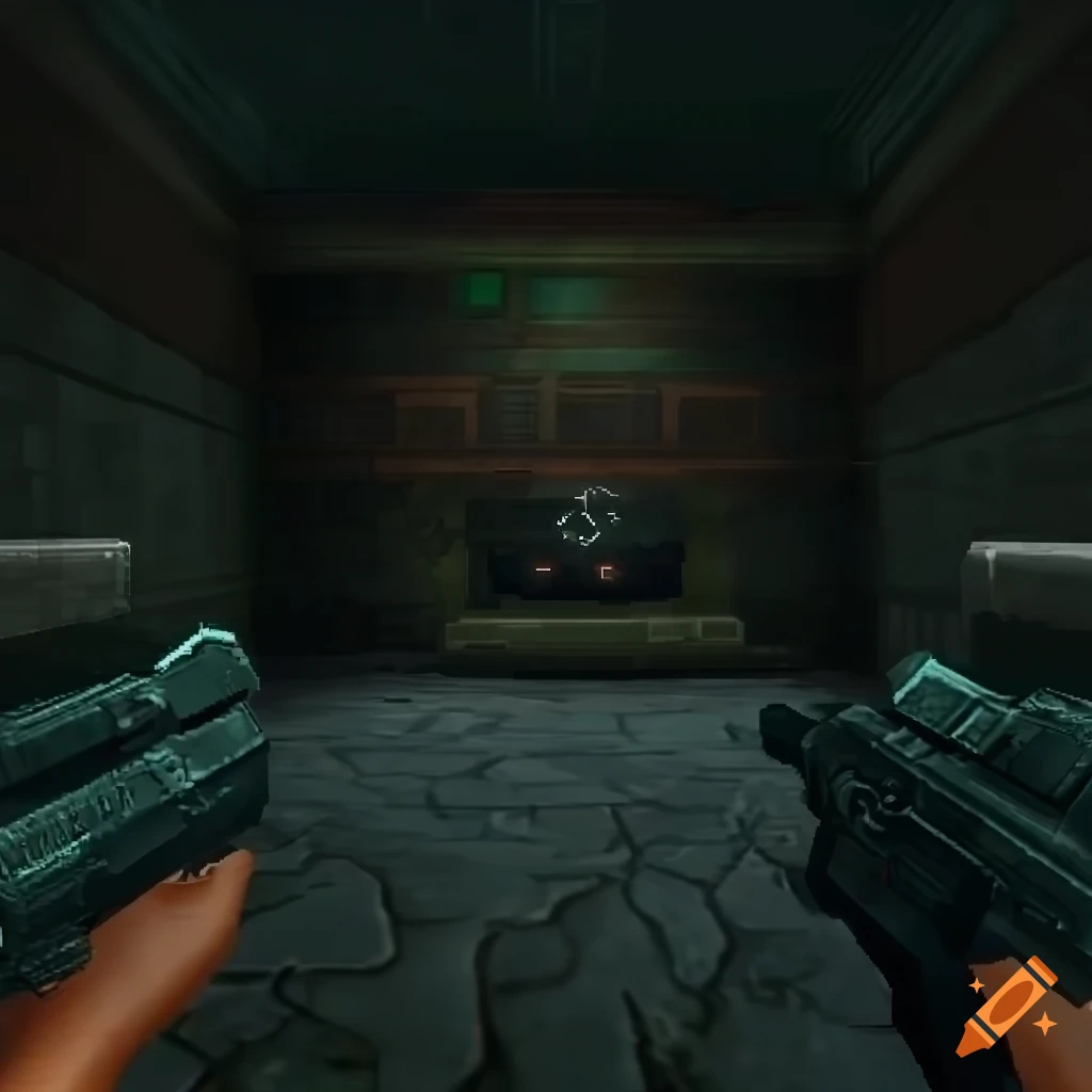 Retro fps gameplay in the style of wolf3d engine on Craiyon