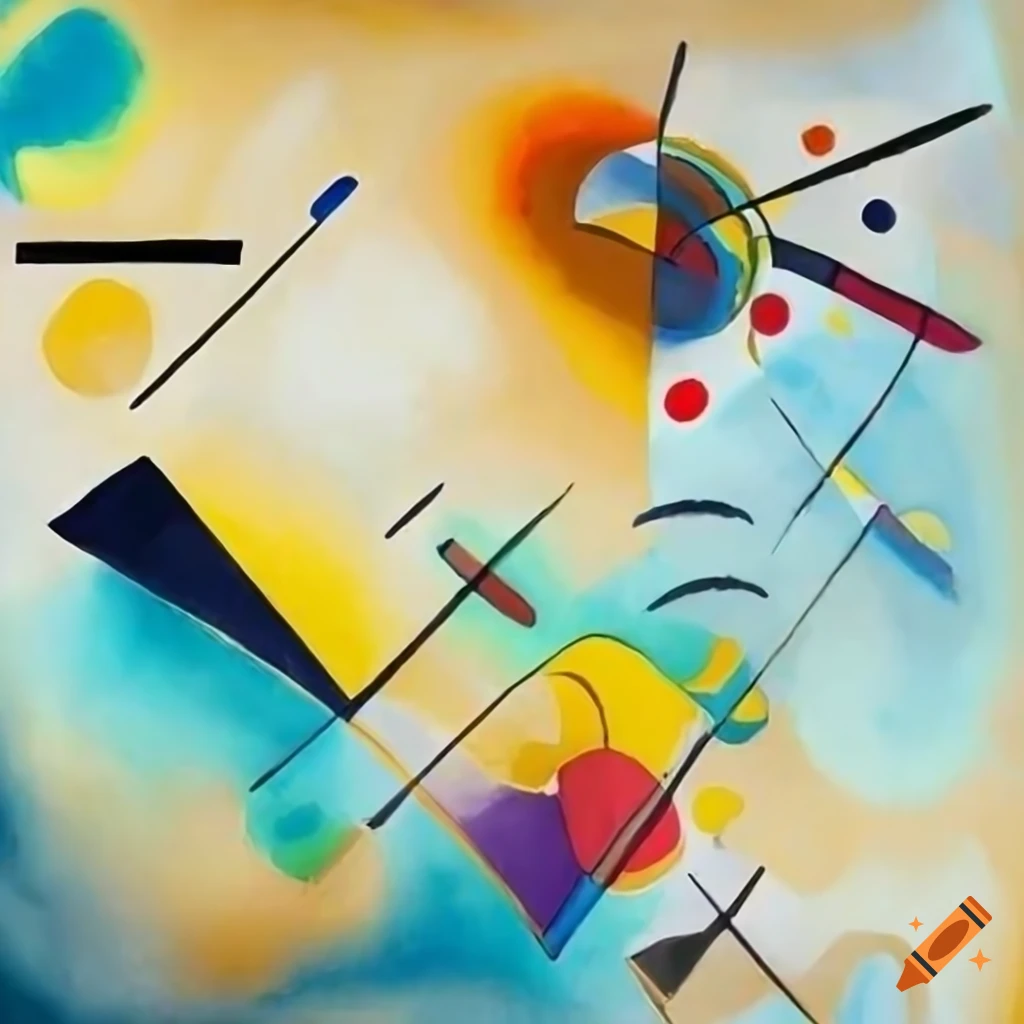 Abstract Kandinsky style painting with natural gestures in shades of ...