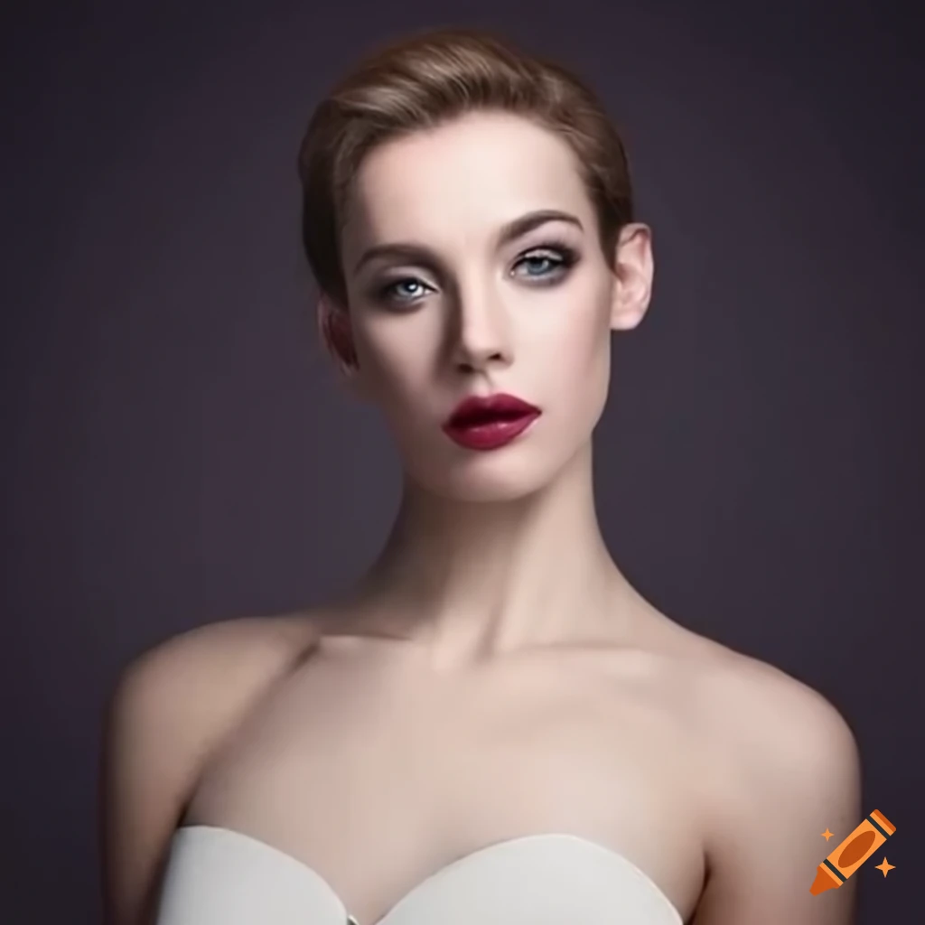 Transgender woman actress in a white dress with a strong build on Craiyon