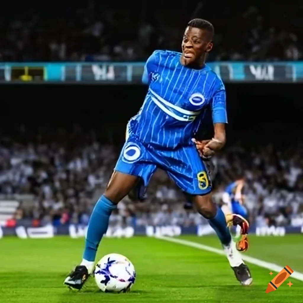 Endrick from real madrid wearing a brighton hove albion jersey on Craiyon