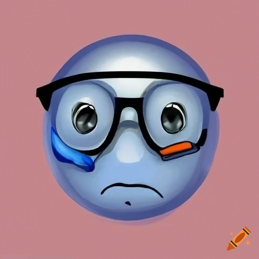 Depressed nerd emoji on Craiyon