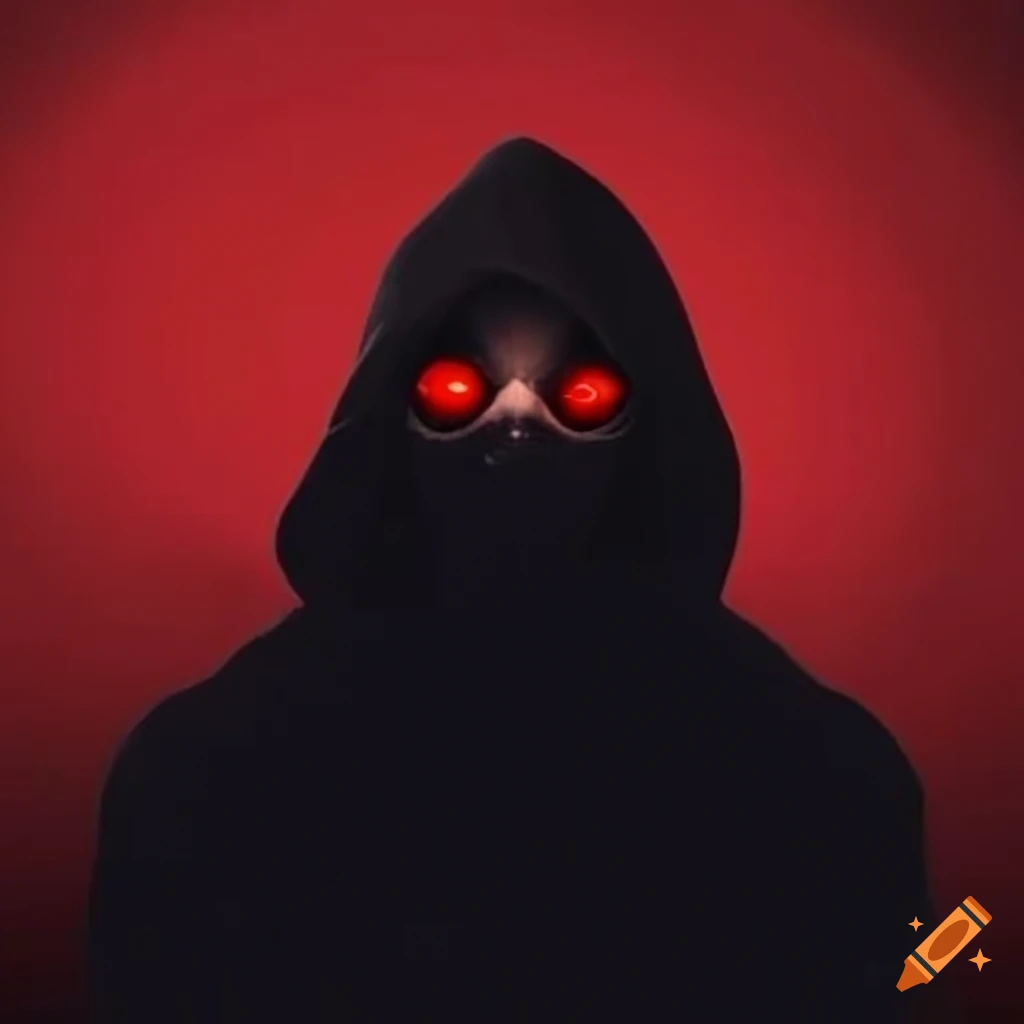 Creepy hooded ninja in a red mist on Craiyon