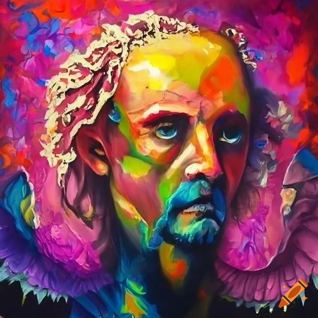 Acrylic painting of a blissful vulture man on Craiyon