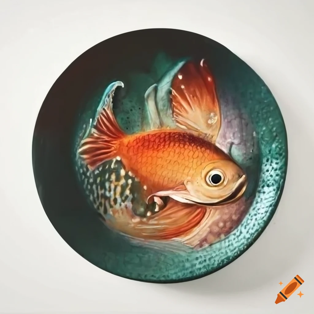 Decorated fish on a plate on Craiyon