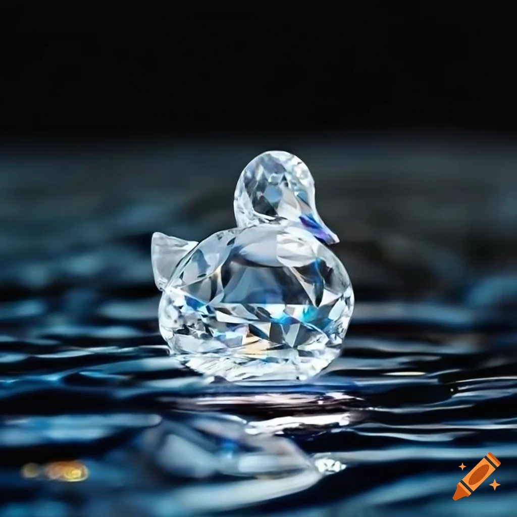 Crystal diamond duck on a clear water lake on Craiyon