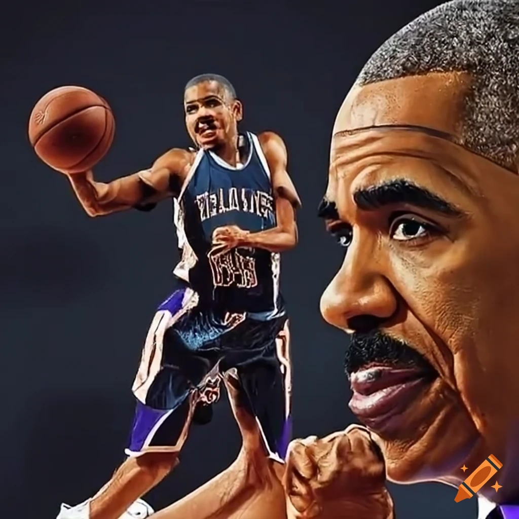 Steve Harvey and Obama playing basketball on Craiyon