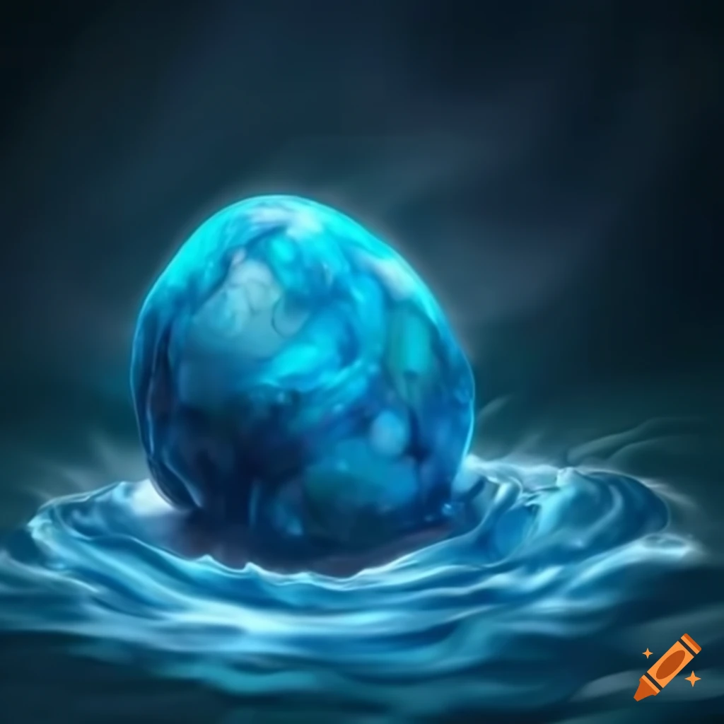 Realistic water stone from pokemon with a stunning liquid background on ...